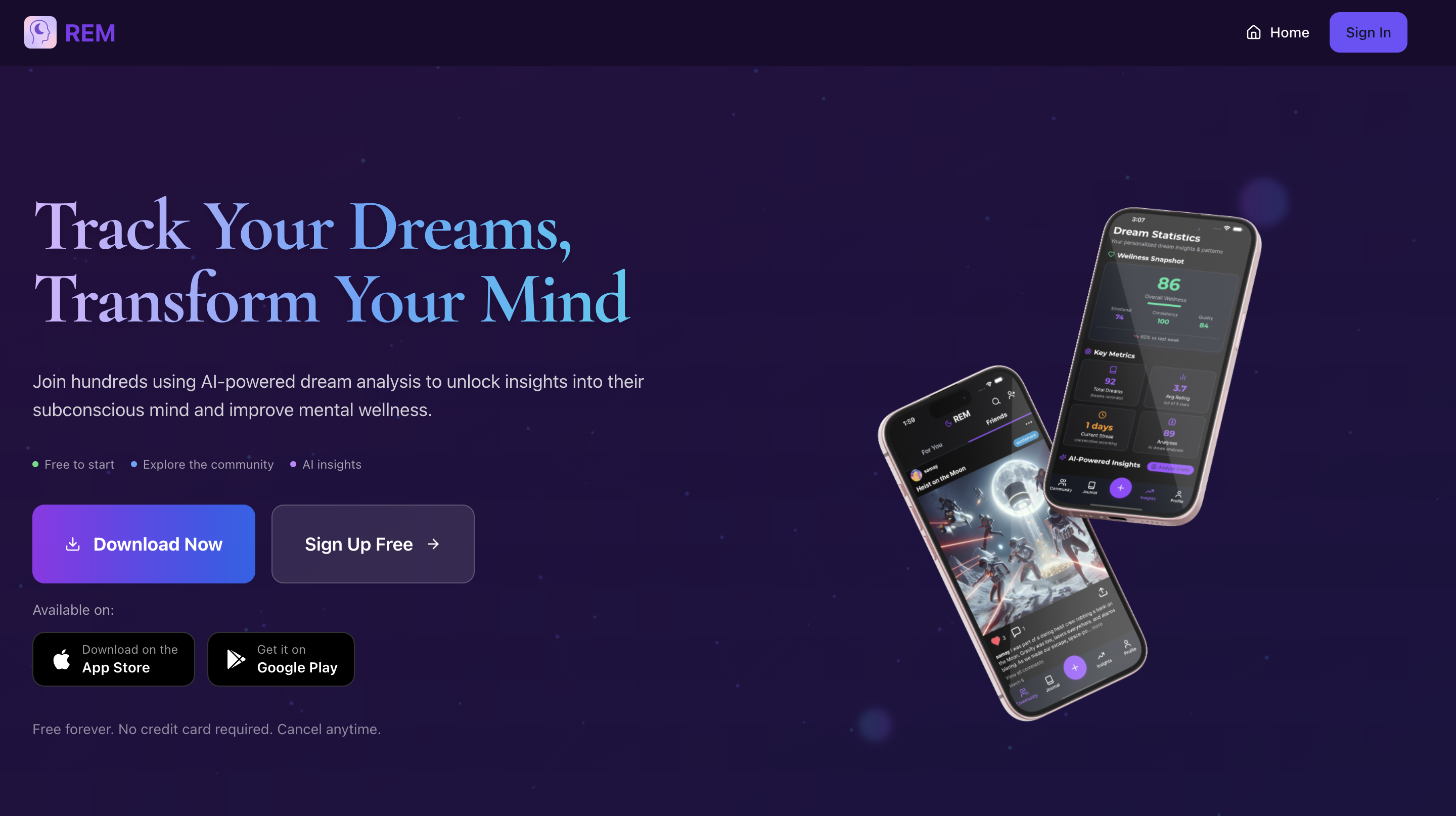 Rem – AI Powered Social Dream Journal | Discover Yourself